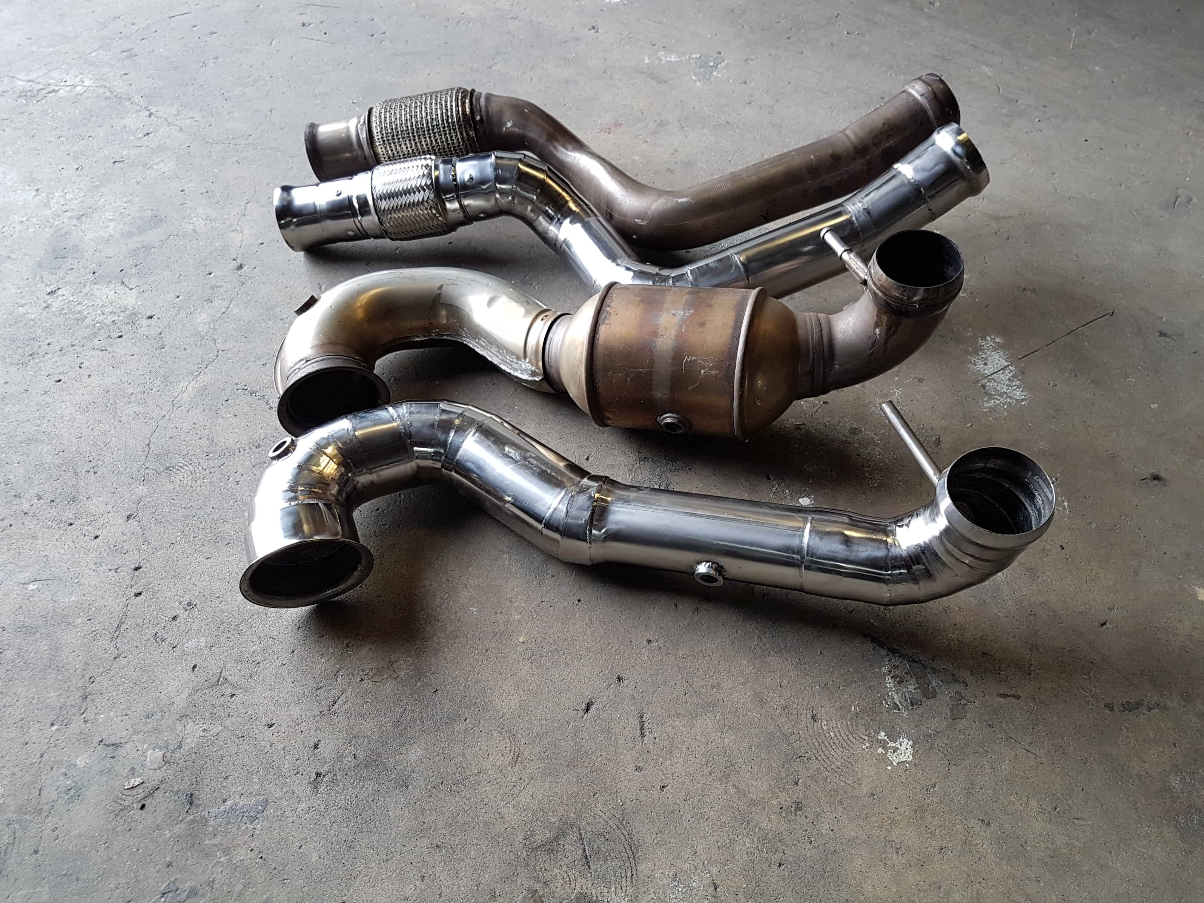 Mercedes A45 AMG titanium turbo decat dump end front pipe - AM Performance